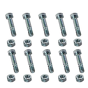 Poagavgs Pro-Parts 10PK Shear Pins and Nuts for Ariens 52100100 Snowblower