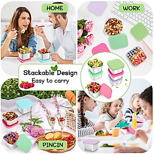 6PACK 6OZ Stainless Steel Snack Containers, Leak Proof 304 Stainless Steel Sauce Food Lunch Box Storage Containers with Silicone Lids Stackable Reusable Small Metal Lunch Bento Boxes Set, Easy Open