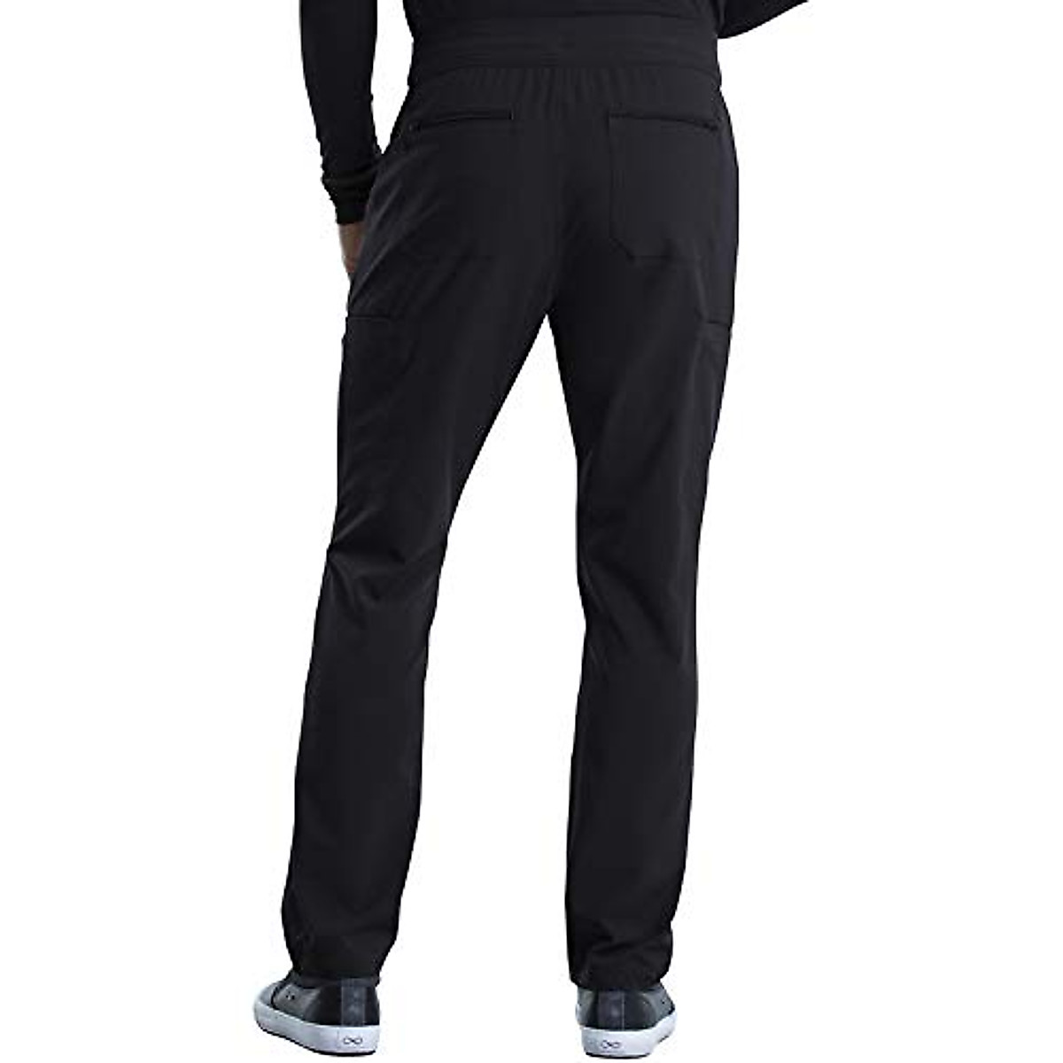 Cherokee iFlex Men Scrubs Pant Tapered Leg Drawstring Cargo CK006, M, Black