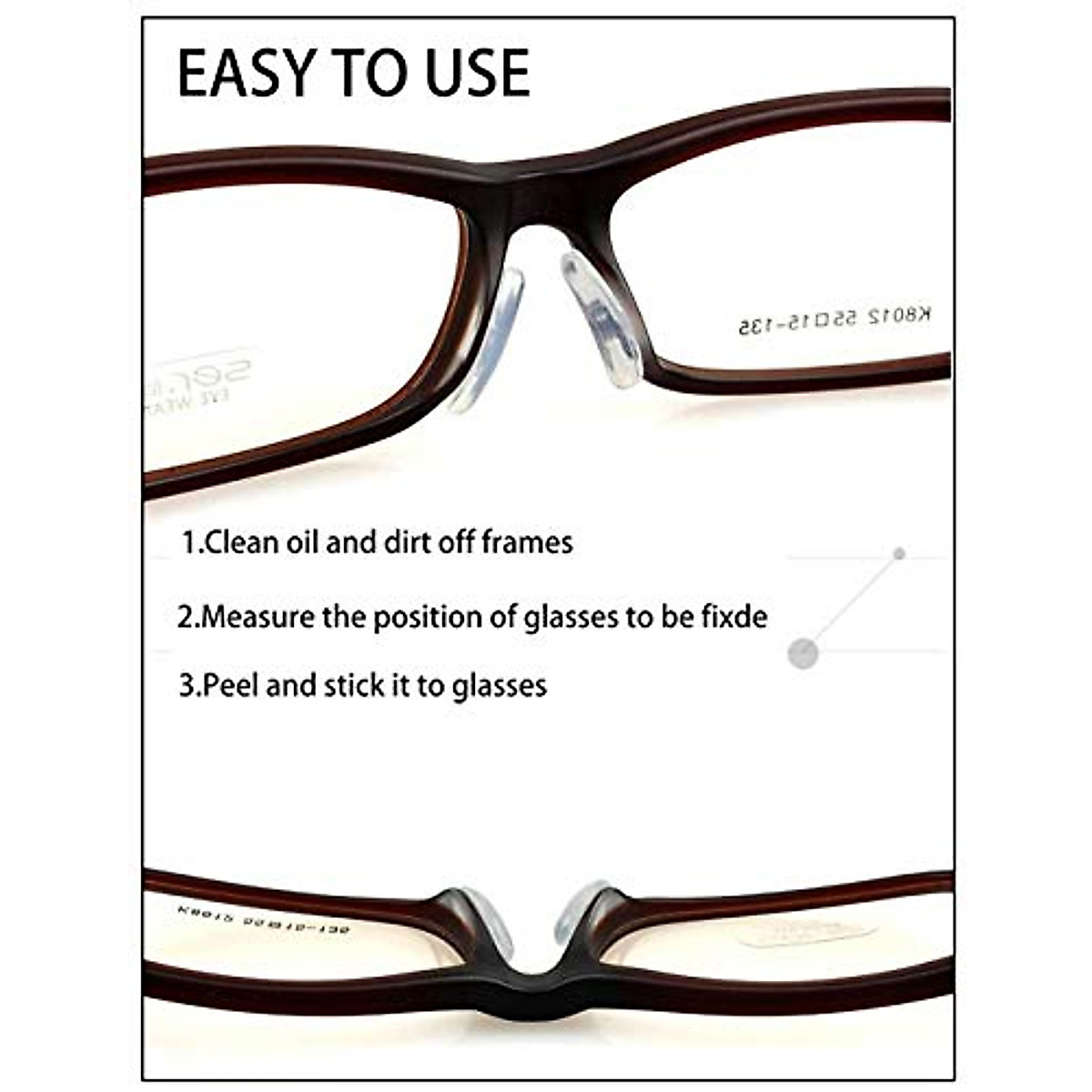 Eyeglass Nose Pads, Adhesive Anti-Slip Nose Pads, Soft Silicone Nose Pad Cushion for Glasses, Eyeglasses, Sunglasses, 12 Pairs(Clear)