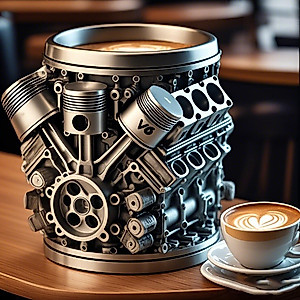 HHWZOH V8 Engines Stainless Steel Cup Double-Wall Vacuum Insulated Tumbler for Hot & Cold DrinksLeakproof,Sweatproof, Perfect for Travel, Gym, Office