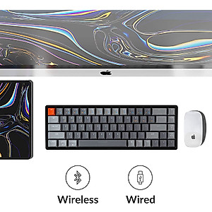 Keychron K6 68-Keys Compact Keyboard, Wireless Bluetooth/Wired Mechanical Keyboard with RGB Led Backlit Aluminum Frame Compatible with Mac Windows, Gateron Blue Switch