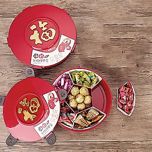 DOITOOL 1pc New Year Snack Tray Multi- Grid Food Serving Tray Plastic Candy Box Snack Box