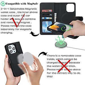 Ｈａｖａｙａ for iPhone 12 Wallet case iPhone 12 case with Card Holder Detachable Magnetic mgasafe Phone case iPhone 12 pro case letaher flip Cover-Black