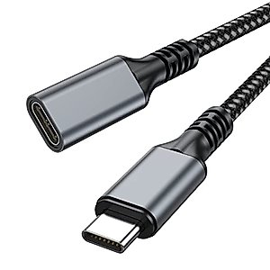 USB C Extension Cable 6FT, Type C Extender Cord USB 3.1(10Gbps) Male to Female Extension Cable Charging & Sync Compatible for MacBook Pro/Air, Nintendo Switch, Laptop, Tablet and Mobile Phone-Grey