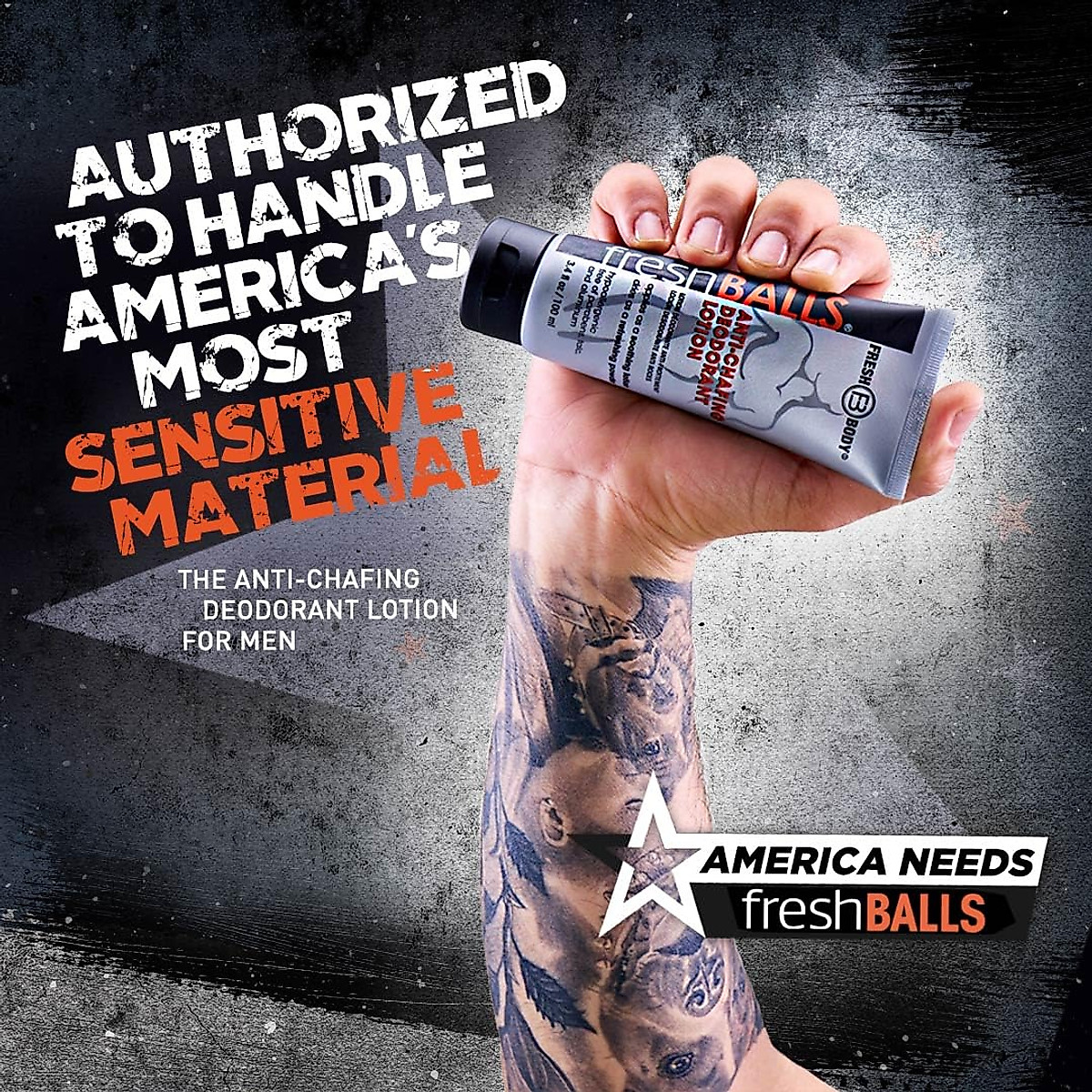 Fresh Body FB Balls Deodorant For Men: Anti Chafing Ball Cream to Powder for Men's Groin, Private Parts | Comfort Lotion is Aluminum-Free & Talc-Free, 3.4 oz