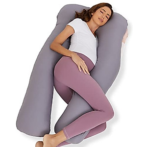 Bedbee Pregnancy Pillow, Removable Cover Premium U Shaped Maternity Pillow, Support Back, HIPS, Legs, Belly for Pregnant Women Sleeping (Dark Grey)
