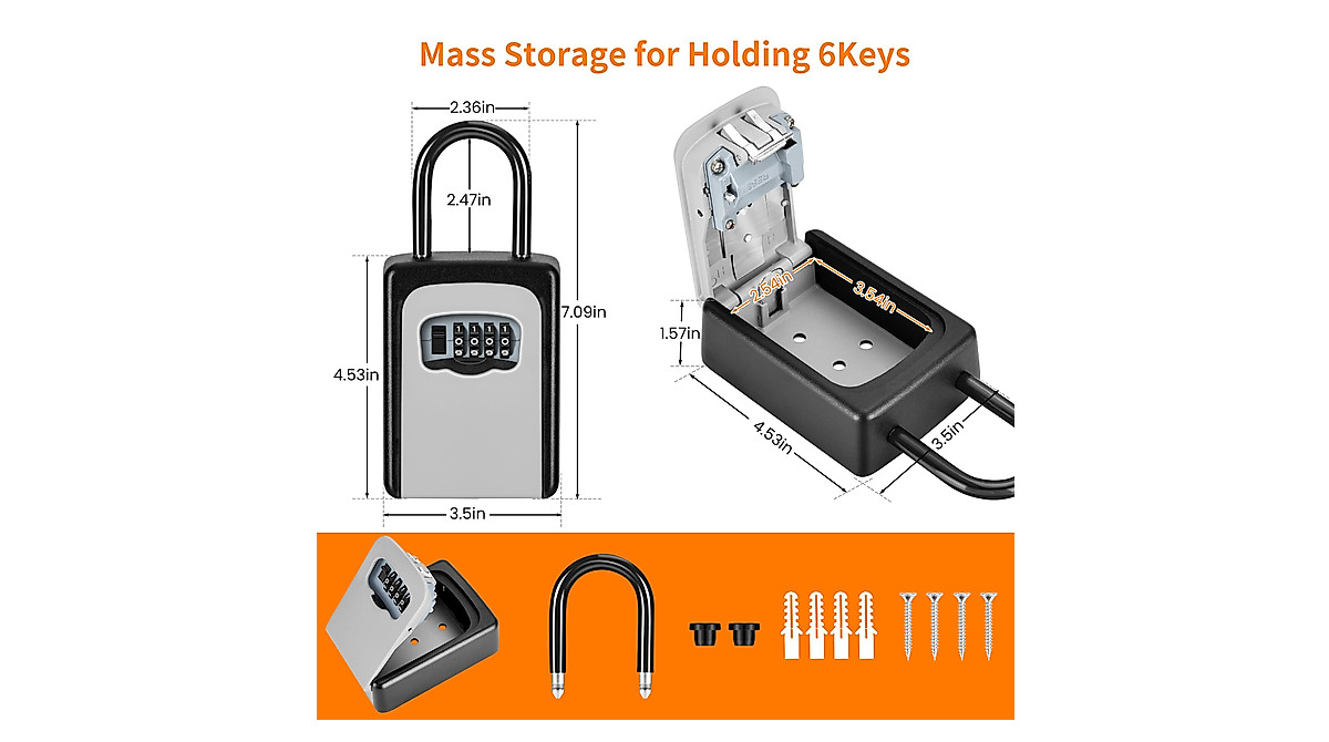 Secure Portable Key Lock Box with Visible Numbers & Weatherproof Design