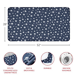 Crib Sheets & Waterproof Crib Mattress Protector for Boys 4 Pack Set, Viscose Made from Bamboo, Waterproof Crib Sheets Mattress Pad Cover, Grey & Navy