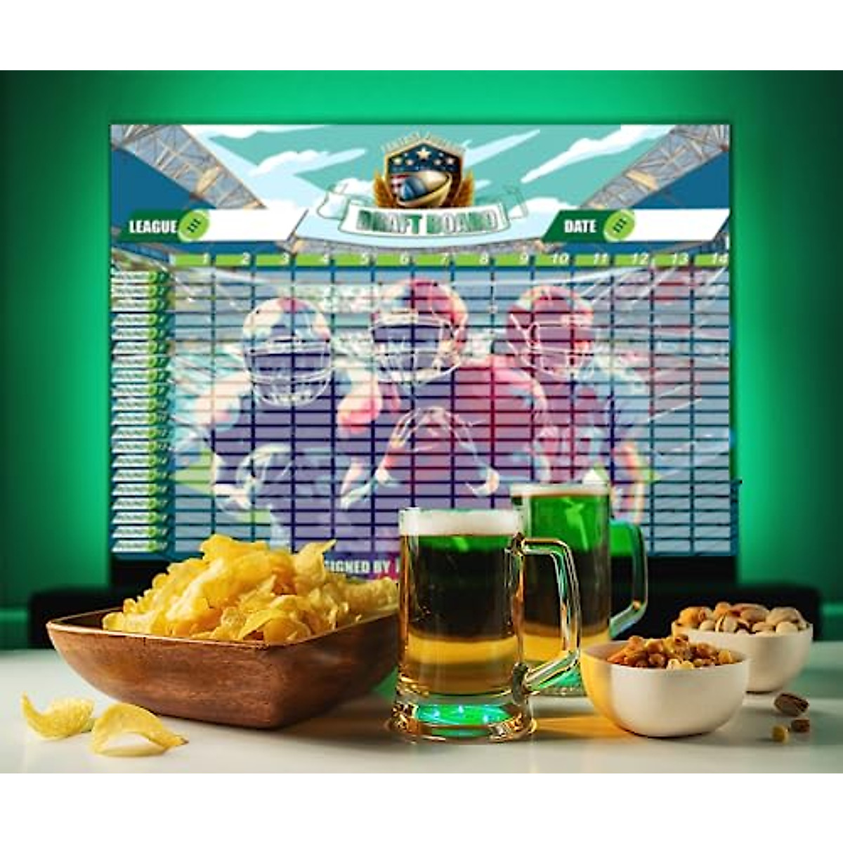 Extra Large Fantasy Football Draft Board 2023-2024 Kit - 640 Player Stickers - Color Edition[14 Teams 20 Rounds]