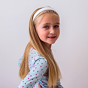 FROG SAC Glitter Headbands for Girls, Sparkly Wide Headband for Little Girl Hair Accessories, Cute Sparkle Hair Bands for Kids, Thick Bling Hairband for Children (White)