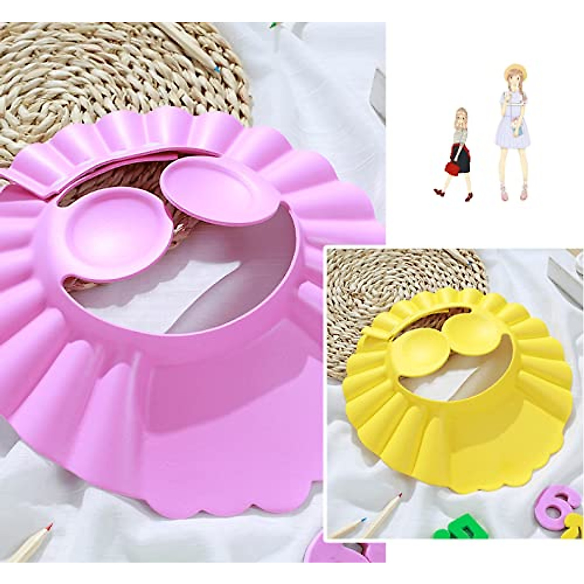 Kangwell Shower Cap Bathing Cap | with Earshield Soft Adjustable Visor Hat Safe Shampoo Shower Bathing Protection Bath Cap for Elderly, Pregnant and the Disable Patient (PINK)