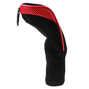 Mesh Golf Hybrid Club Head Covers Headcover w/Interchangeable No. Tag 3, 4, 5, 7, X Red 32.5 x 10.5cm