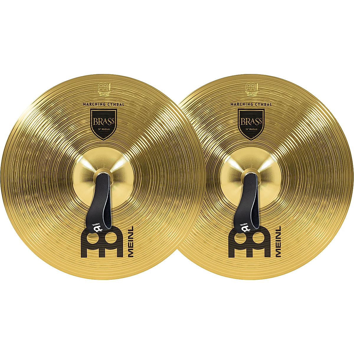 Meinl 14” Marching Cymbal Pair with Straps - Brass Alloy Traditional Finish - Made In Germany, 2-YEAR WARRANTY (MA-BR-14M)