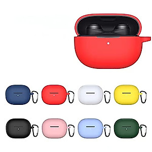 2 Pack DAYJOY Soft Silicone Protective Case Cover Compatible with Redmi Buds 3 Lite Earbuds, Protective Skin Sleeve with Carabiner (Light Blue+White)