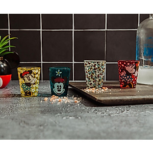 Silver Buffalo Disney Vintage Minnie Mouse 4 Pack Mini Glasses Set, 1.5 Ounce