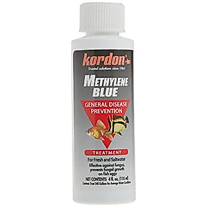 Kordon Methylene Blue Disease Preventative – Safe for Freshwater & Saltwater Aquariums, Prevents Fungal Infections & Treats Parasites, Reduces Fish Stress, 4-Ounces