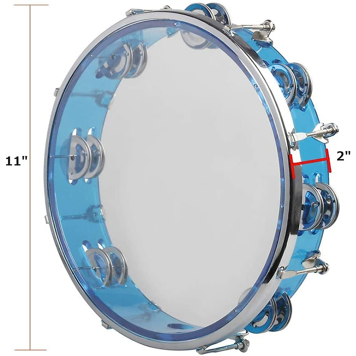 Vilihkc Tambourine Adjustable Tone Hand Drum Double Row Metal Jingles Hand Bell Performance Level Handheld Percussion