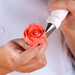 Dr.Pedi 5 Pieces Rose Flower Piping Tips Set Cake Decorating Tips Icing Piping Nozzles Set Cupcake Decorating Kit Cupcake Pastry Tool