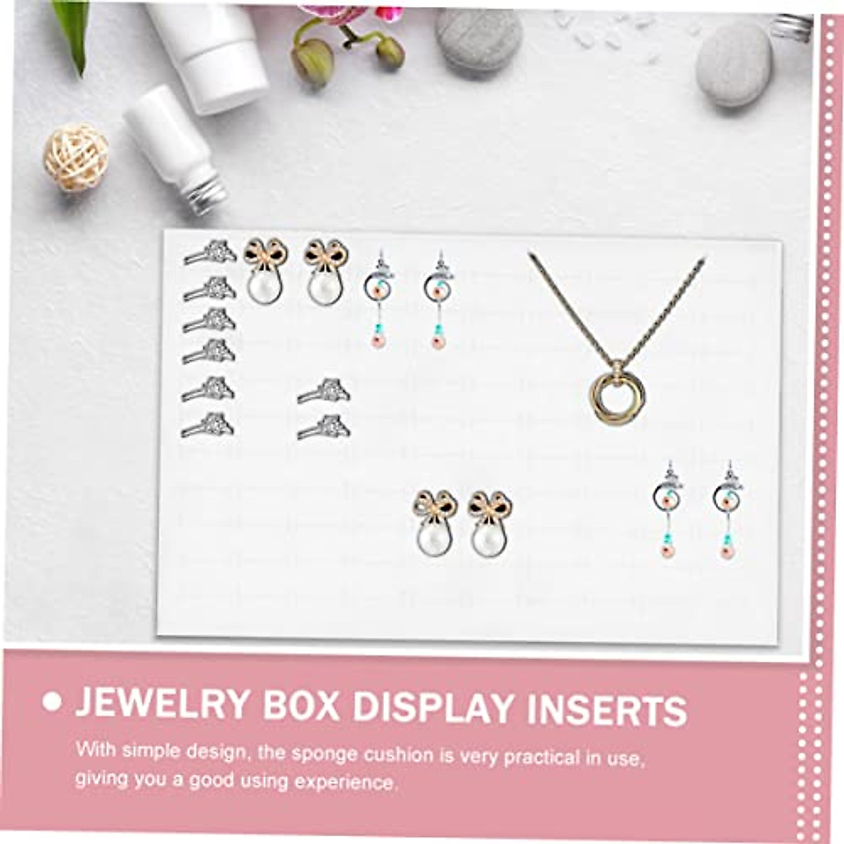 Cabilock 30 pcs jewelry box pad necklace foam insert ring insert pad earring sponge holder jewelry insert sponge jewelry display sponge pad sponge ring holder supplies storage white velvet