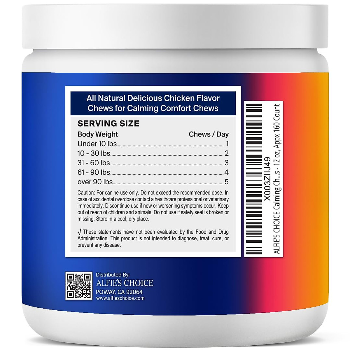 ALFIE'S CHOICE Dog Calming Chews - Dog Anxiety Relief Stress & Separation Support - Pet Hemp Calming Chews for Dogs All Breeds - Calming Dog Treats Soft Chews - 12 oz, Appx 160 Count