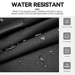 NLUS Aprons for Men, Chef Apron for Men Kitchen Cooking Aprons for Women With Pockets, Black Aprons with Pockets Water & Oil Resistant - 2 PACK