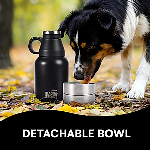 Black Rhino 32oz Multi-Functional Dog Water Bottle & Detachable Bowls - Black | Portable Travel Hydration Solution for Hiking, Camping, Outdoors | Leakproof, Durable & Convenient for Pet Owners