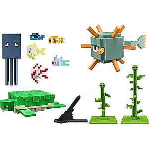 Mattel Minecraft Aquatic Defenders Figure Pack with 8 Action Figures, Authentic Video-Game Characters, Collectible Set, 3.25-inch Scale