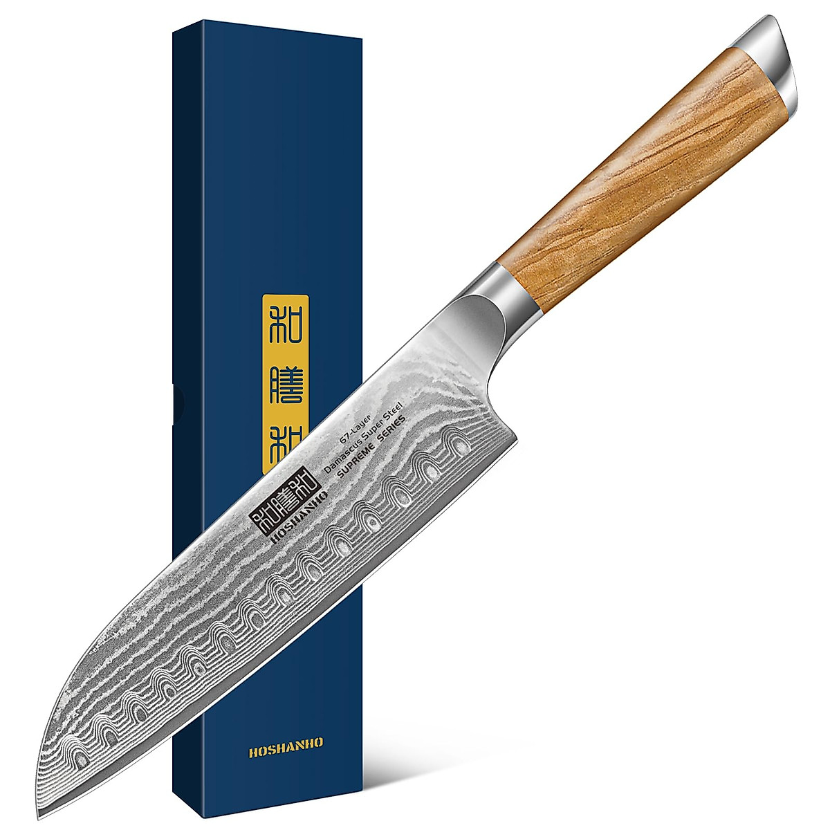HOSHANHO Damascus Santoku Knife 7 Inch Kitchen Knife in Japanese Steel AUS-10
