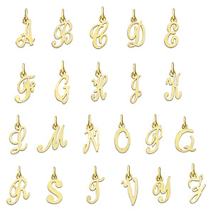 Solid Gold Initial Charm Available in A-Z, Tiny Cute Letter Jewelry (C)
