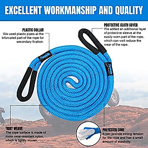 Kinetic Recovery Rope 7/8 x 30ft(26000lbs),Nylon Double Braided Recovery Tow Rope,Heavy-Duty Vehicle Kinetic Rope for Truck ATV UTV SUV…