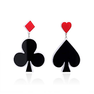 Playing Cards Pattern Drop Earring Fashion Party Gift Charms Hearts Spades Plum Poker Acrylic Earring Jewelry (Short)