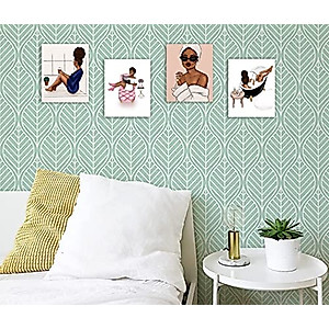 Quzenu African American Wall Art Black Woman Canvas Prints Pictures Room Decor for Women Black Girl Wall Decor African Art for Bathroom Decor