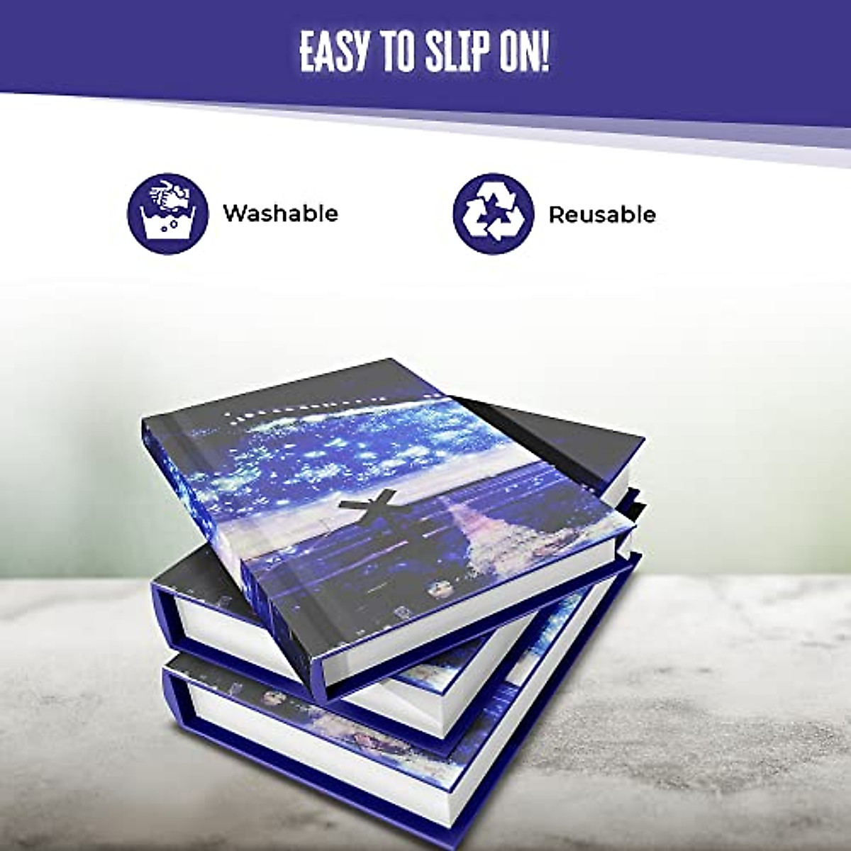 Healinic Creations HEALINIC CREATIONS Book Covers for textbooks, Stretchable Book Covers for Classroom Textbook Protection and Care, Durable Book Cover, Reusable Book Sock Easy to Put On Pack of 6