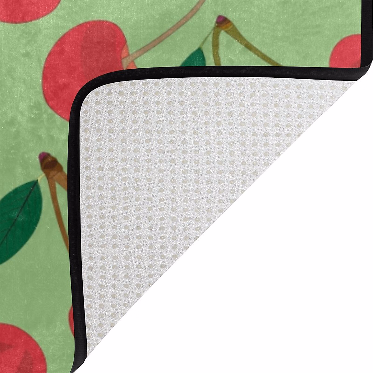 Doormat Welcome Door Mat-Sweet Red Rip Cherry Berries on Green,Living Room Kitchen Floor Mat Home Indoor Outdoor Decoration 24X16INCH