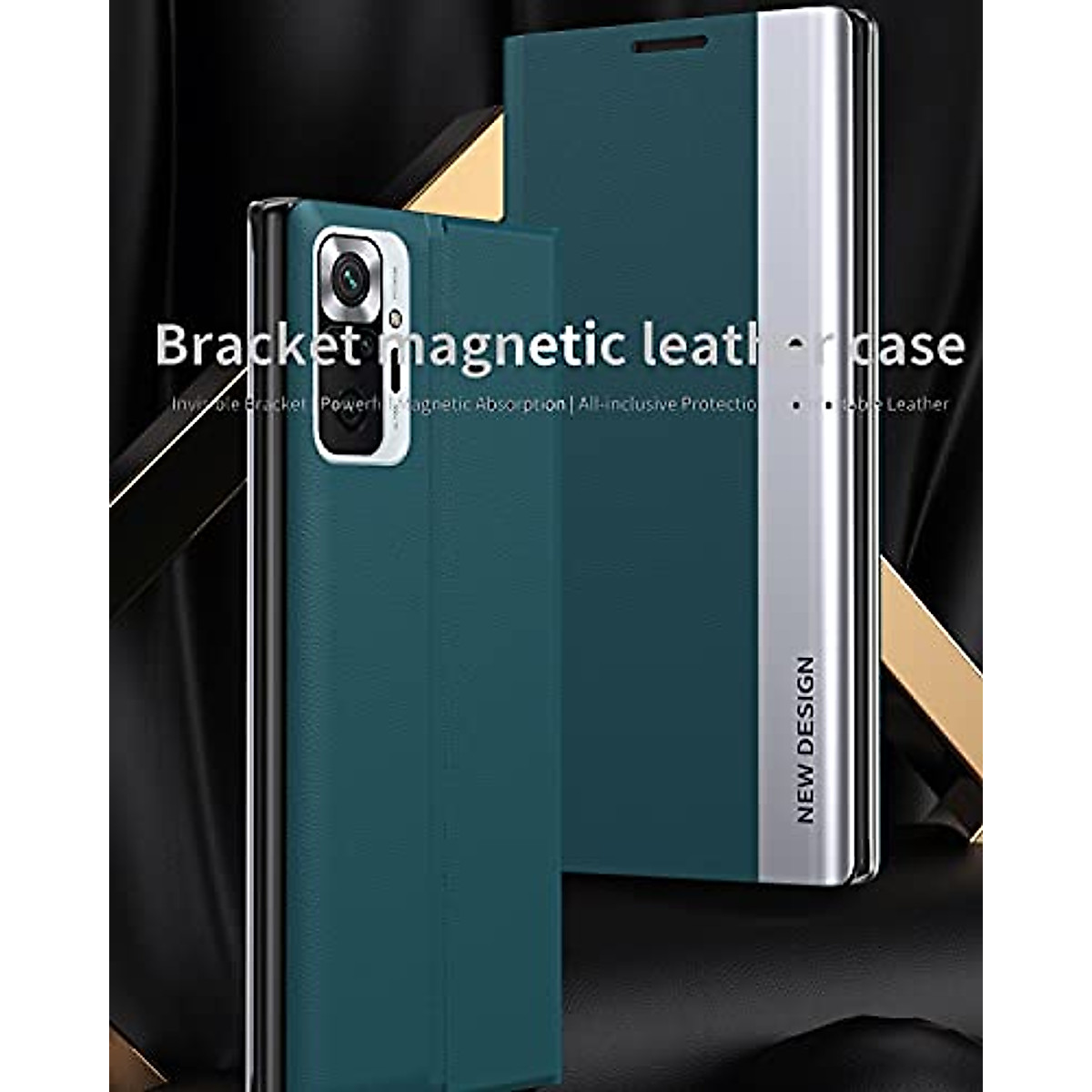CCSmall for Xiaomi Redmi Note 10 4G (NOT 5G) Bracket Pagnetic Leather Cover for Xiaomi Redmi Note 10S TPU Shockproof Protection Flip Phone Case for Xiaomi Redmi Note 10 4G/Redmi Note 10S CX Black