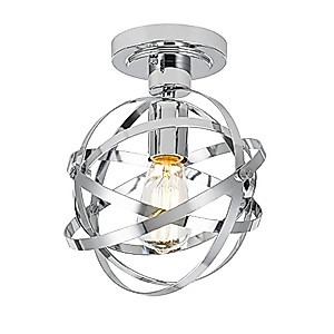 Catalina 10.75" Colton Orbit Chrome Metal Orb Semi Flushmount Ceiling Light