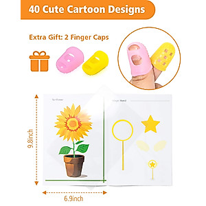 3D Printing Drawing Book, Reusable Colorful 40 Patterns Thick Paper Template with a Clear Plate, Painting Graffiti Template for 3D Pen Kids DIY Gift