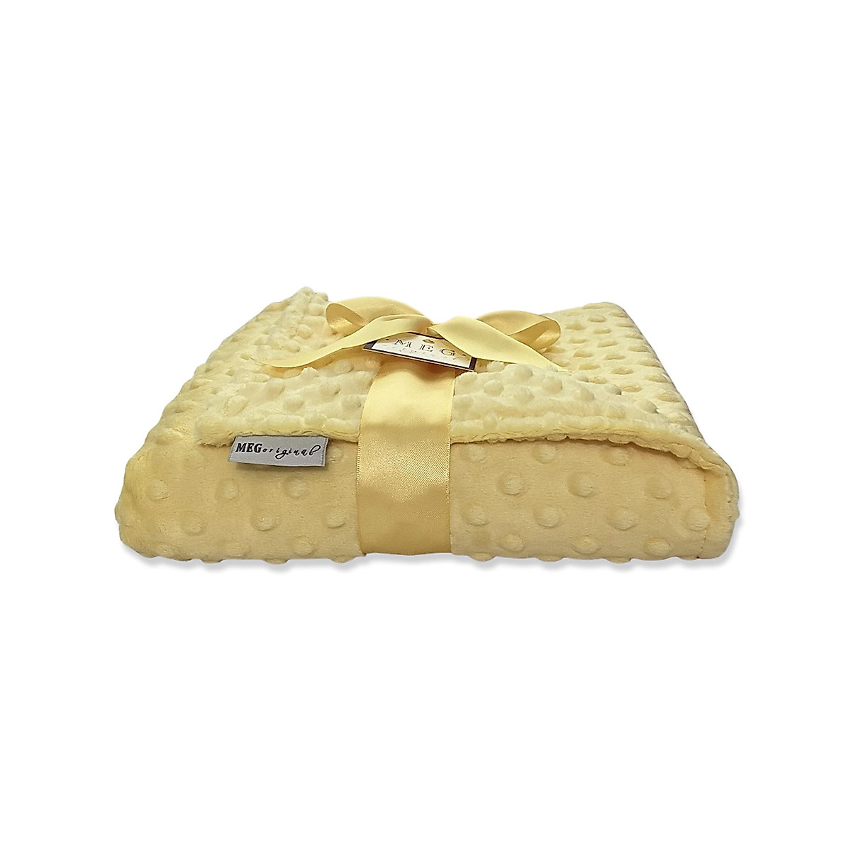MEG ORIGINAL Soft Yellow Minky Dot Baby Blanket 357