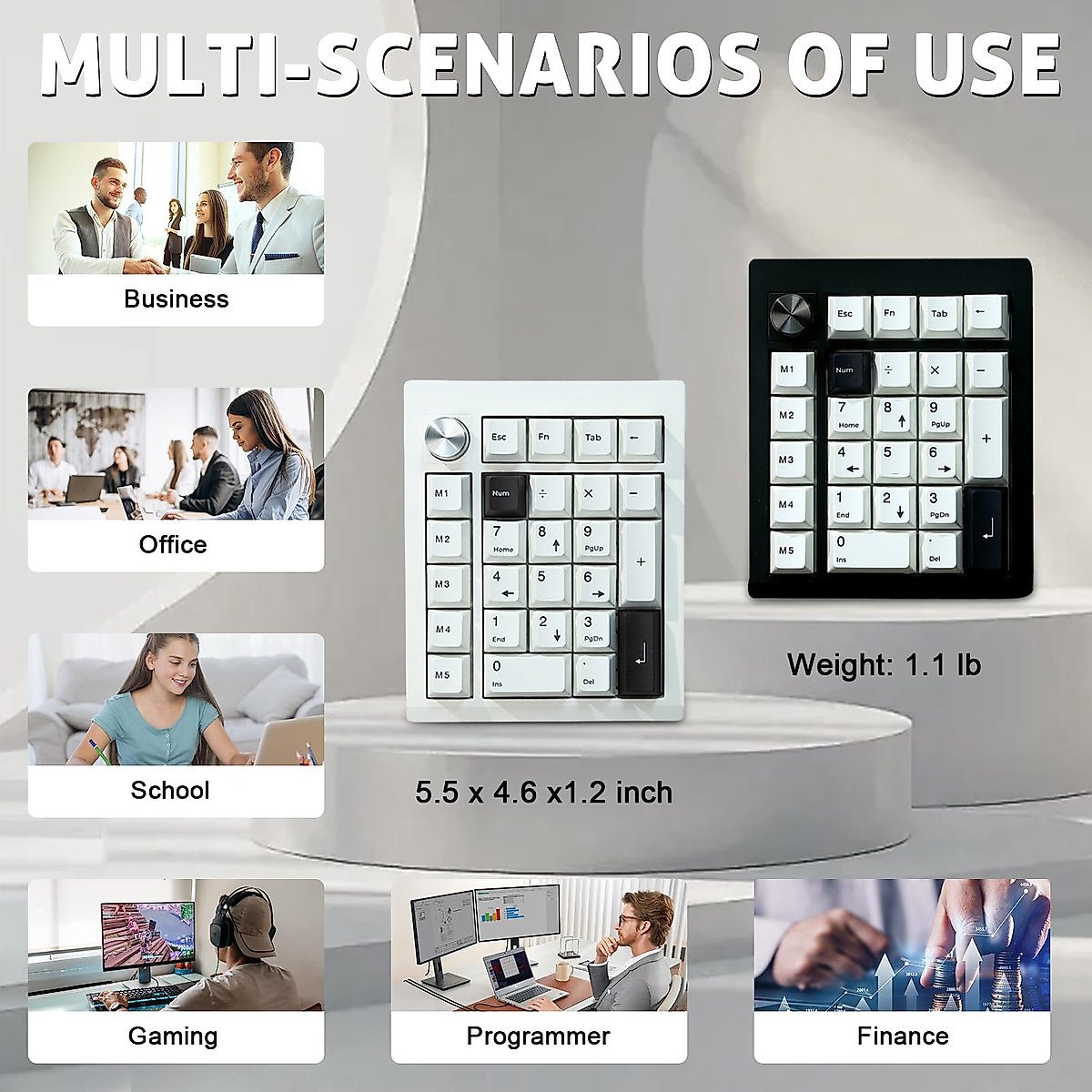 ZMX GMK26 Mechanical Numpad,VIA/QMK Programmable Hot Swappable Gasket Wired BT5.0/2.4G Wireless Number Pad with Knob PBT Keycaps 26 Keys Macro RGB Gaming Numeric Keypad for Laptop TKL Keyboard (Black)