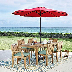 Greesum 9FT Patio Umbrella Outdoor Market Table Umbrella with Push Button Tilt, Crank and 8 Sturdy Ribs for Garden, Lawn,Backyard & Pool,Red