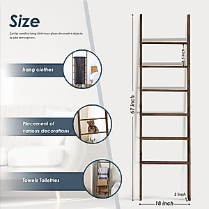 Delywh Acacia Wood Blanket Ladder, Rustic Towel Quilt Throw Clothes Blanket Ladders for The Living Room, Bedroom, Nursery Stand Holder, Wooden Decorative Ladder for Blankets Rack Farmhouse Home Decor