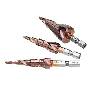 3pcs M35 Cobalt Step Drill Bit 3-12/4-12/4-20mm Step Drill Cutter 1/4 Inch Hex Shank