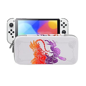 CHIKIXSON Carrying Case Compatible with Violet and Scarlet Switch & Switch OLED, switch accessories with 10 Game Cartridges, Protective Hard Shell Travel Case Pouch for Switch Console