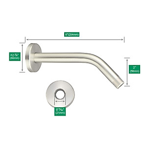 Purelux Shower Arm 8 Inches Universal Replacement Made of Stainless Steel, Oil Rubbed Bronze Finish Flange Included