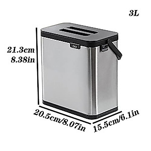 DYPASA Garbage Can 3L Kitchen Trash Can Wall Mounted Stainless Steel Desktop Cabinet Door Trash Storage Bucket Small with Cover Trash Bin