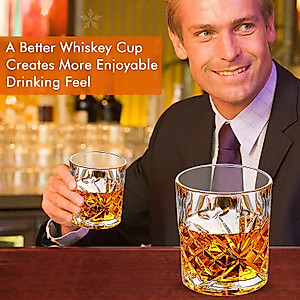 Whiskey Glasses Rocks Glasses 10oz Old Fashioned Glass Set of 6 Crystal Bourbon Scotch Whisky Glasses Lowball Glassware Drinking Tumblers Cups for Cognac Cocktail Bourbon Rum Brandy Bar Men Gift