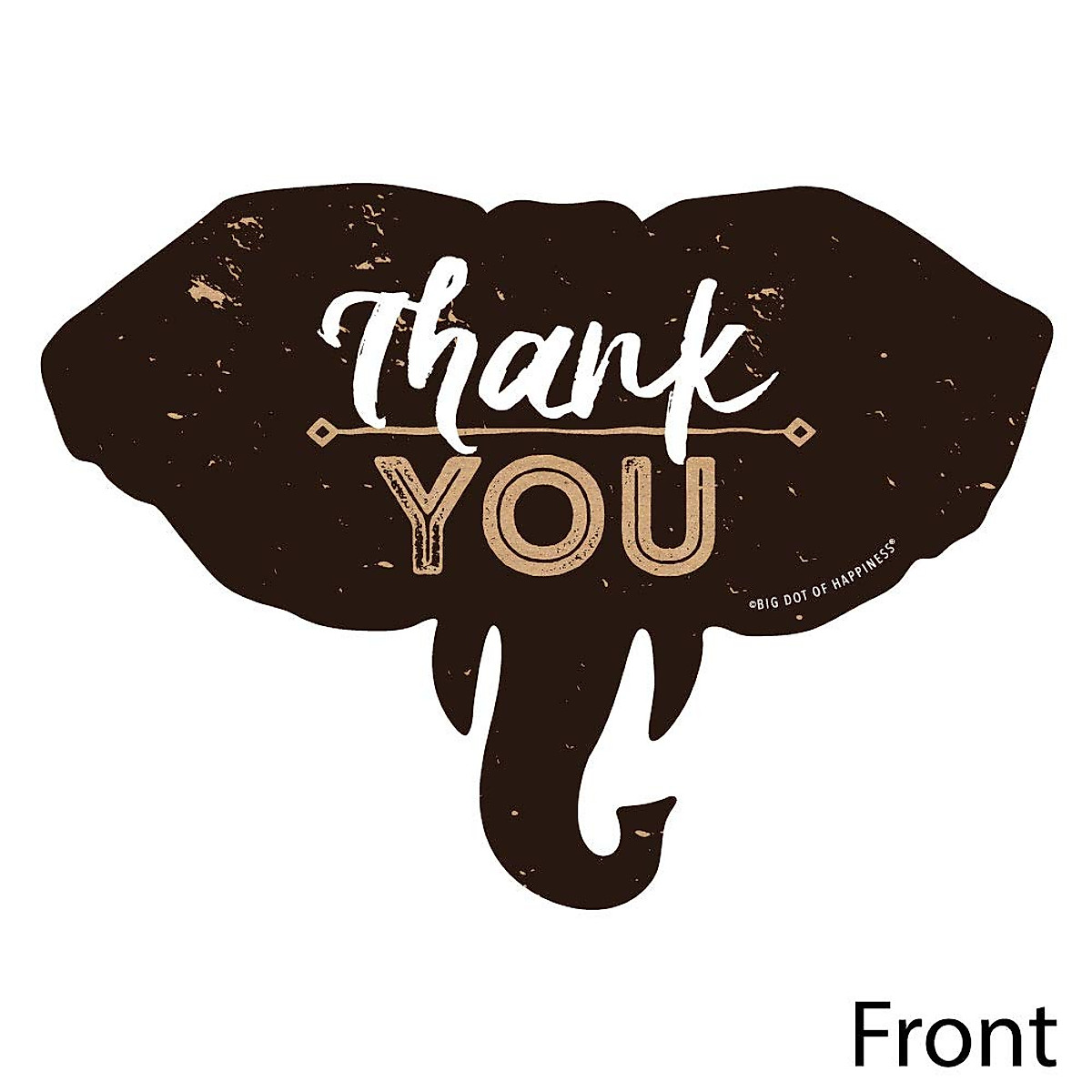 Big Dot of Happiness Wild Safari - Shaped Cards - African Jungle Adventure Birthday Party or Baby Shower Thank You Note with Envelopes - Set of 12