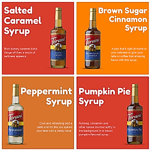 Fall Winter Syrup 4 Pack, Pumpkin Pie, Peppermint, Salted Caramel & Brown Sugar Cinnamon Coffee Soda Flavoring