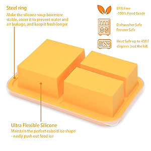 Bongpuda Soup Freezer Containers, Silicone Freezer Trays With Lid,Easy-Release,Reusable Freezer Storage Containers,For Freezing And Storing Broths,Sauces And Leftovers-2 Pack